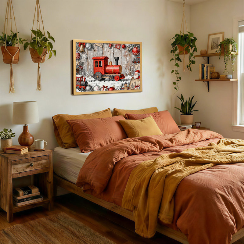 August Grove® Christmas Christmas Train Wooden Background Decorative ...