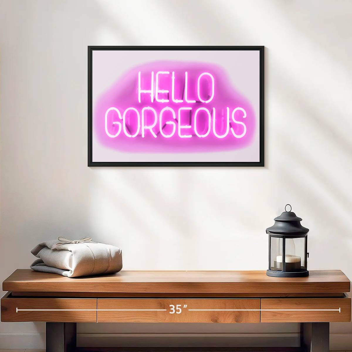 Ebern Designs Tergel Neon Hello Gorgeous Pink On White | Wayfair