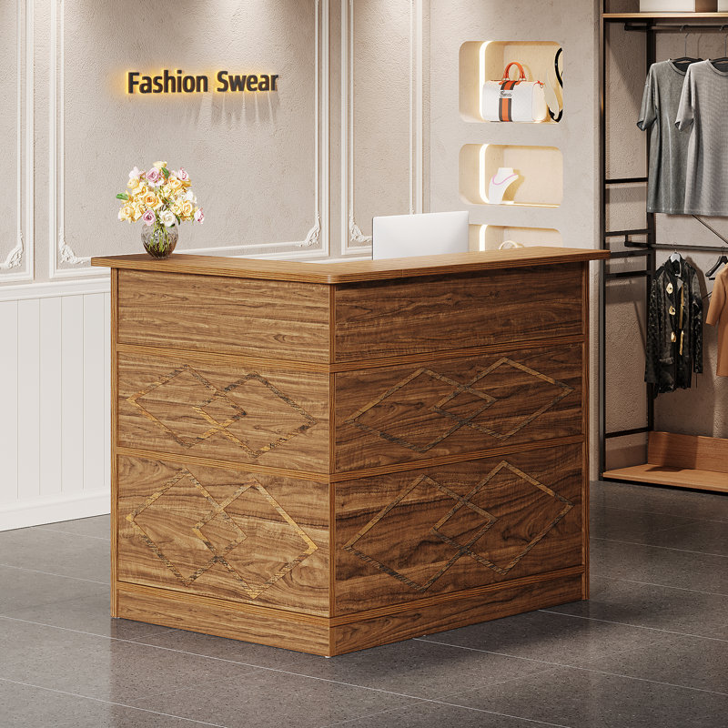 Union Rustic Lureta L-Shaped Reception Desk With Counter, 51.18-Inch ...