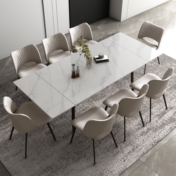 Corrigan Studio® White Expandable Stretch Dining Table With 6 Chair Set ...