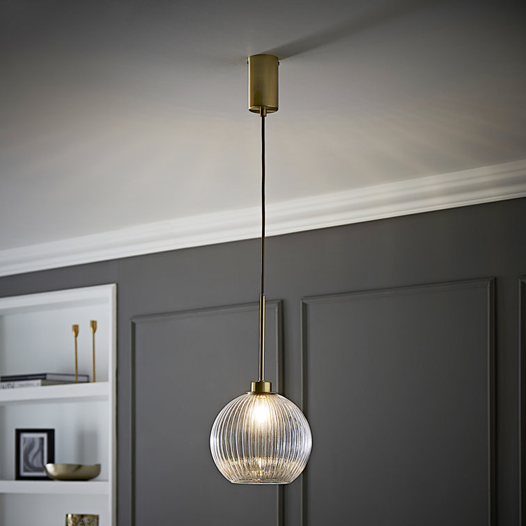 George Oliver Maddison Clear Ribbed Glass Shade Brushed Gold Ceiling ...