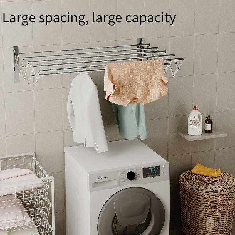 Hoomic Metal Foldable Wall-Mounted Drying Rack | Wayfair