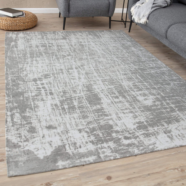THE RUGS Abstract Machine Woven Grey Area Rug | Wayfair.co.uk
