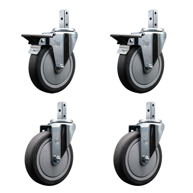 Service Caster Thermoplastic Swivel / Square Stem Caster Set 2 Brakes ...