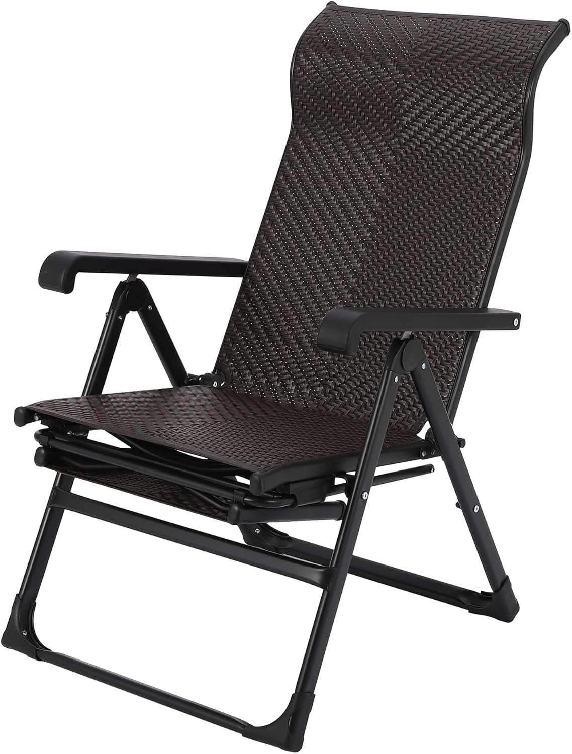 Ebern Designs Folding Rattan Chaise Lounge Chair – Portable Outdoor ...