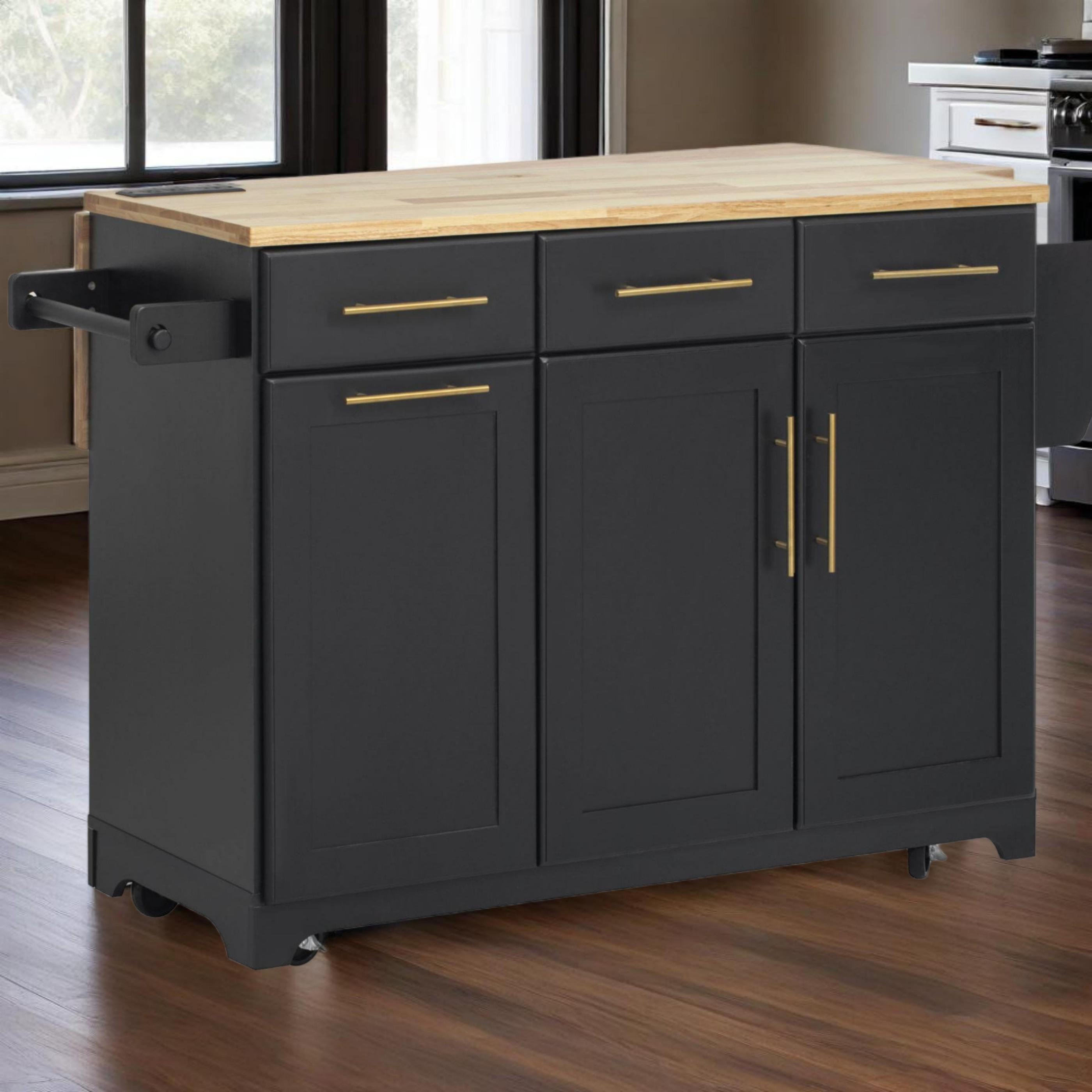 maxbrass 59.3" Kitchen Island With Storage 2 Pull Out Cabinet ...