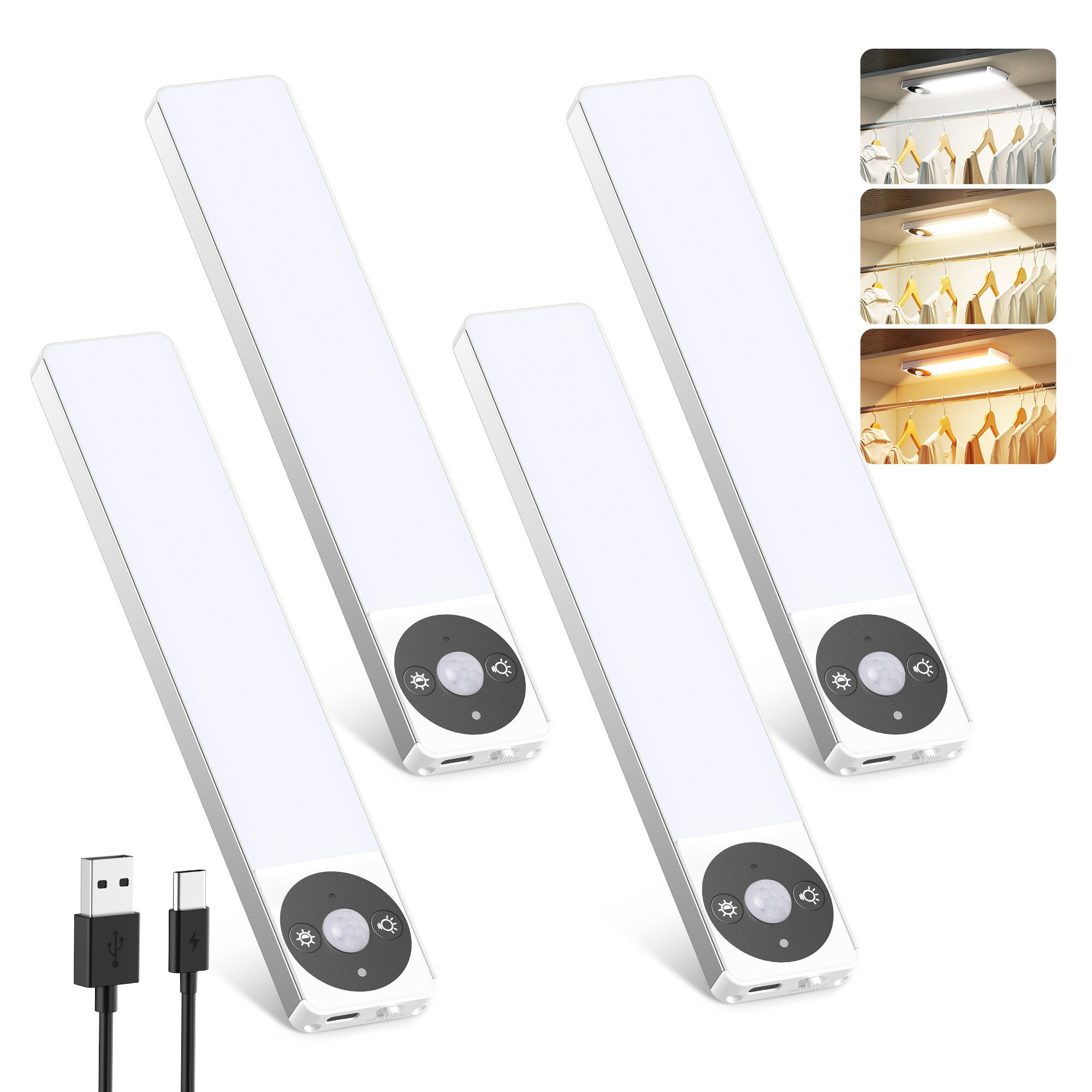 KOOPER Under Cabinet Lighting, Rechargeable Battery Operated Motion ...