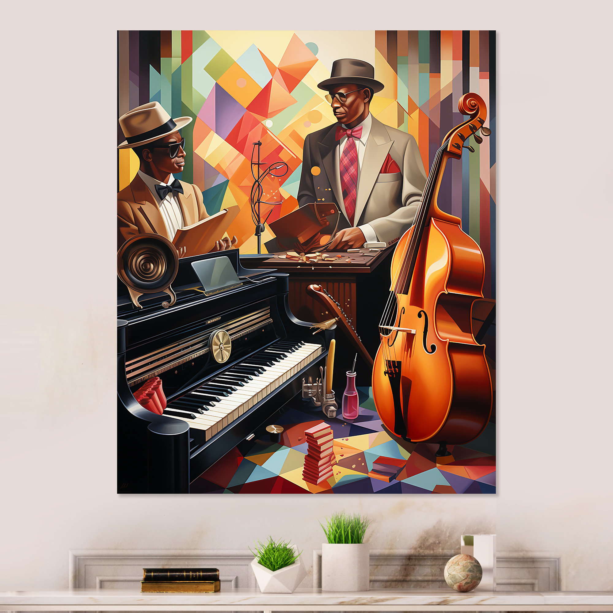 Ivy Bronx Cubist Jazz Harmonies 2 - Jukeboxes Metal Wall Art | Wayfair