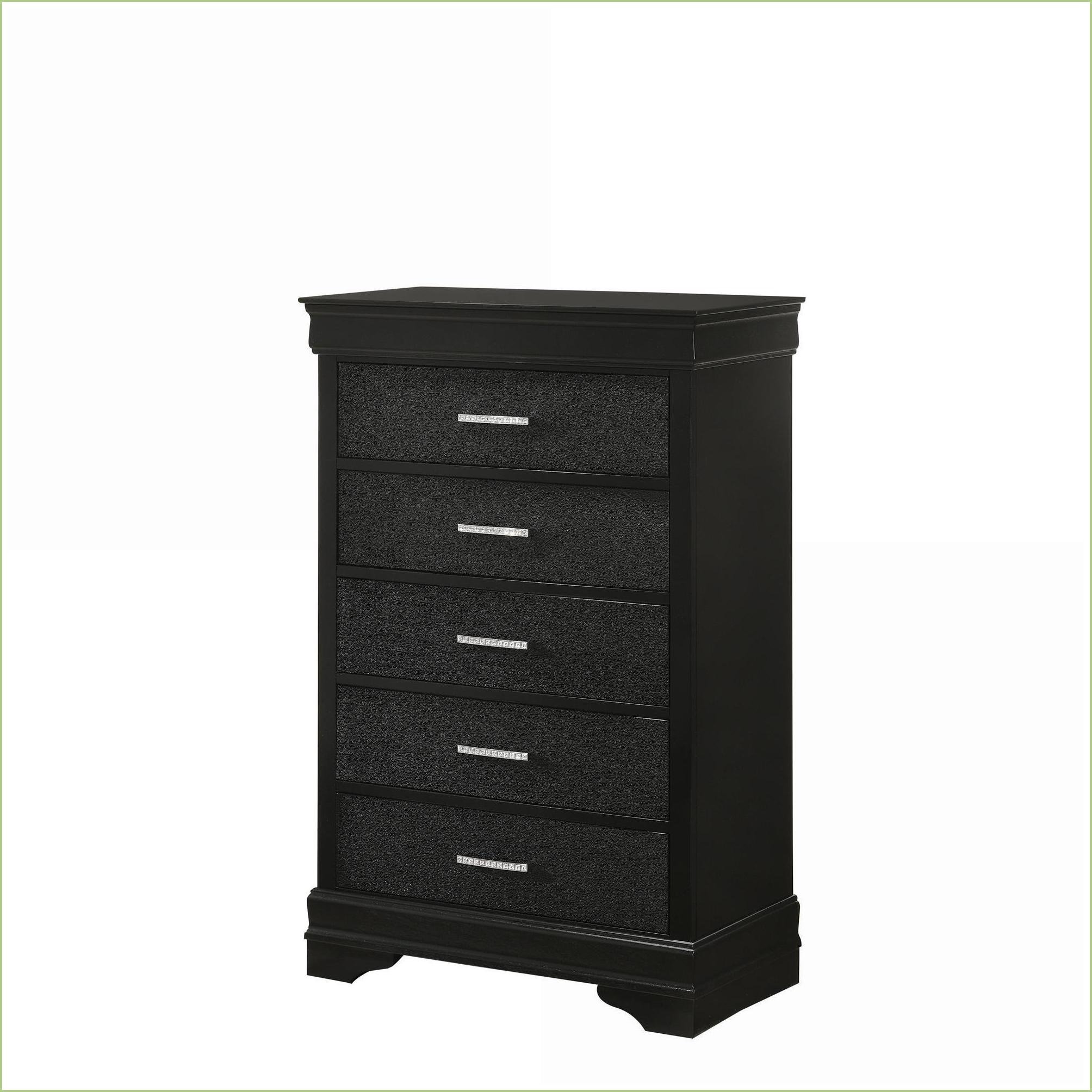 Latitude Run® Chests & Wardrobes 5-Drawer Modern Black Solid Wood Tall ...