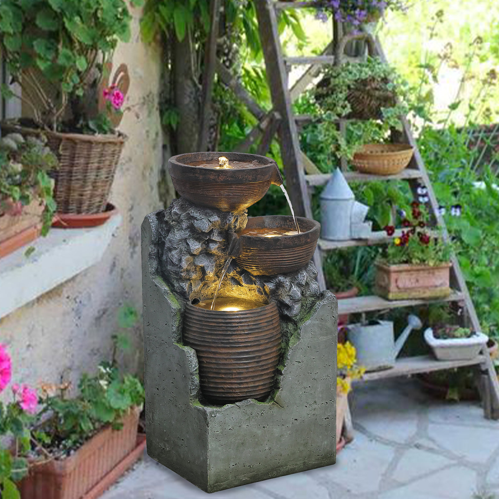 Millwood Pines Waterfall Fountains Outdoor Water Fountain Garden Indoor ...