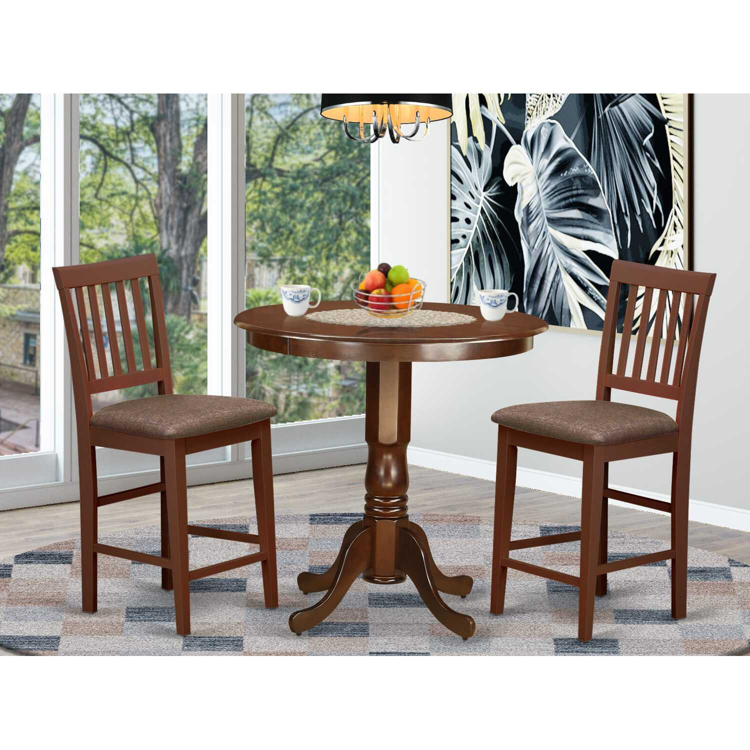 Canora Grey 3-Piece Solid Wood Top - Dining Room Set - Seats 4 ...