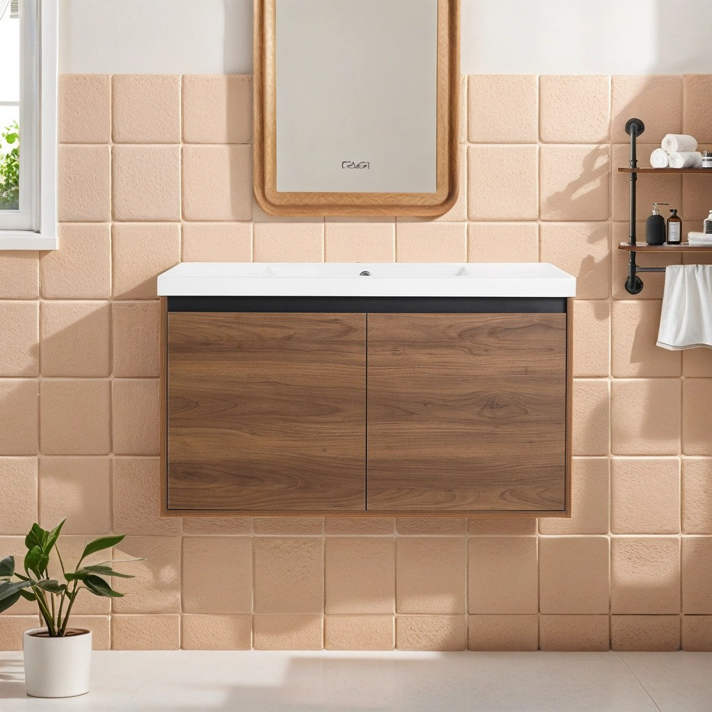 Ebern Designs Harmanie 35.45'' Single Bathroom Vanity with Resin Top ...
