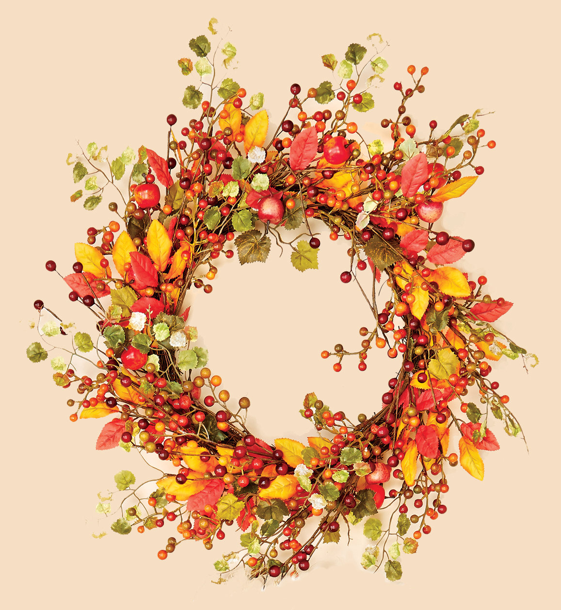 The Holiday Aisle® 18" Fall Berry Wreath with Foliage & Reviews ...