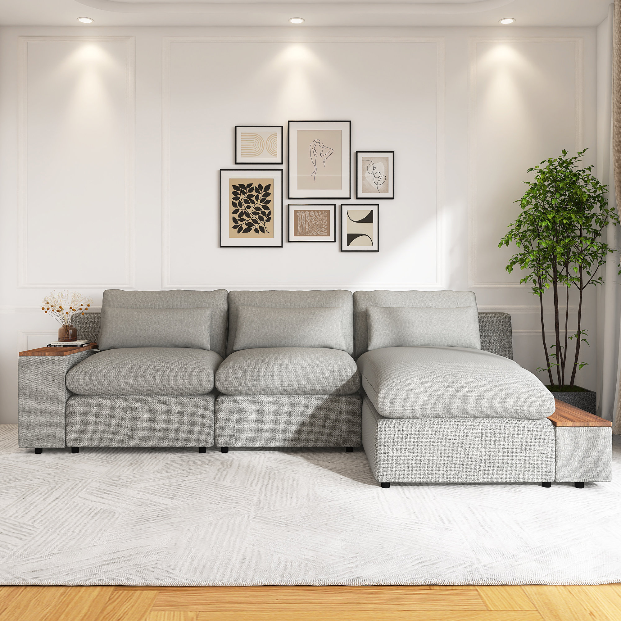 Latitude Run® L-Shaped Modular Sectional Sofa With Removable Back ...