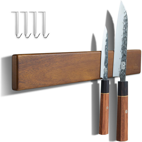 Belfry Kitchen Magnetic Wall Mounted Knife Rack, No Drilling Required ...