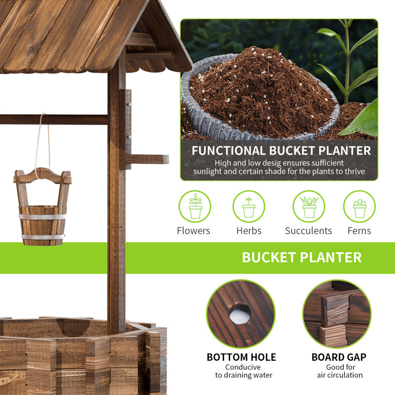 Millwood Pines Bryttany Wood Wishing Well & Reviews | Wayfair