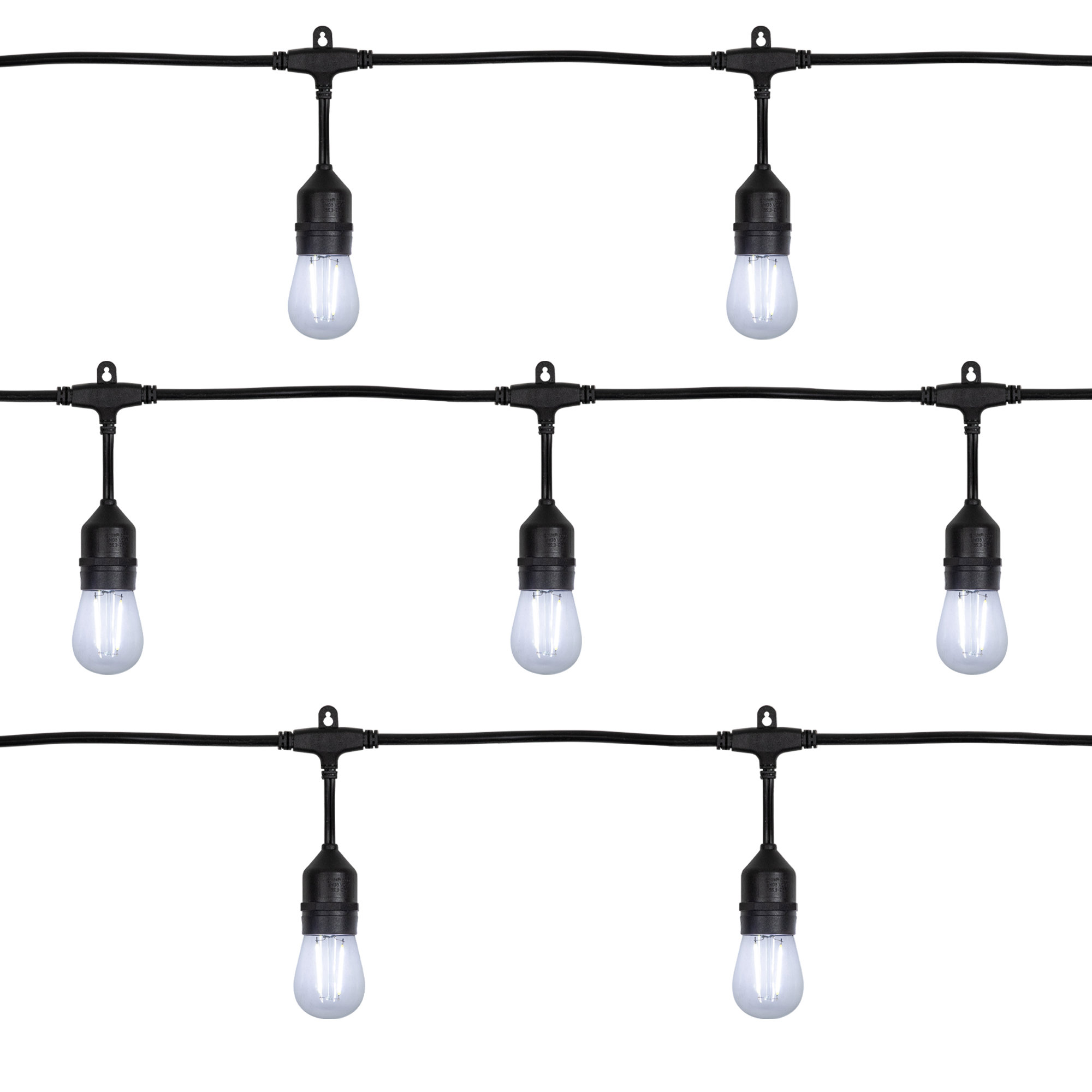Northlight Seasonal LED S14 Patio String Lights - Clear - 19.25' Black ...