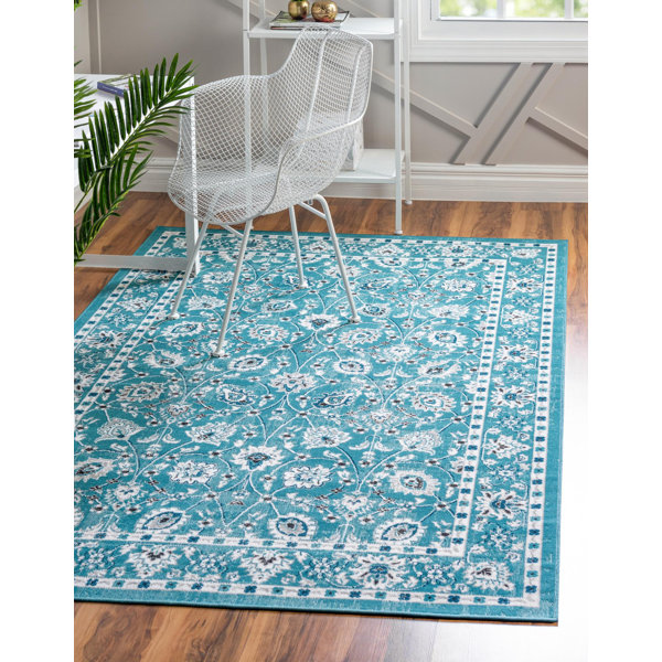 Bungalow Rose Dota Floral Teal Area Rug & Reviews | Wayfair