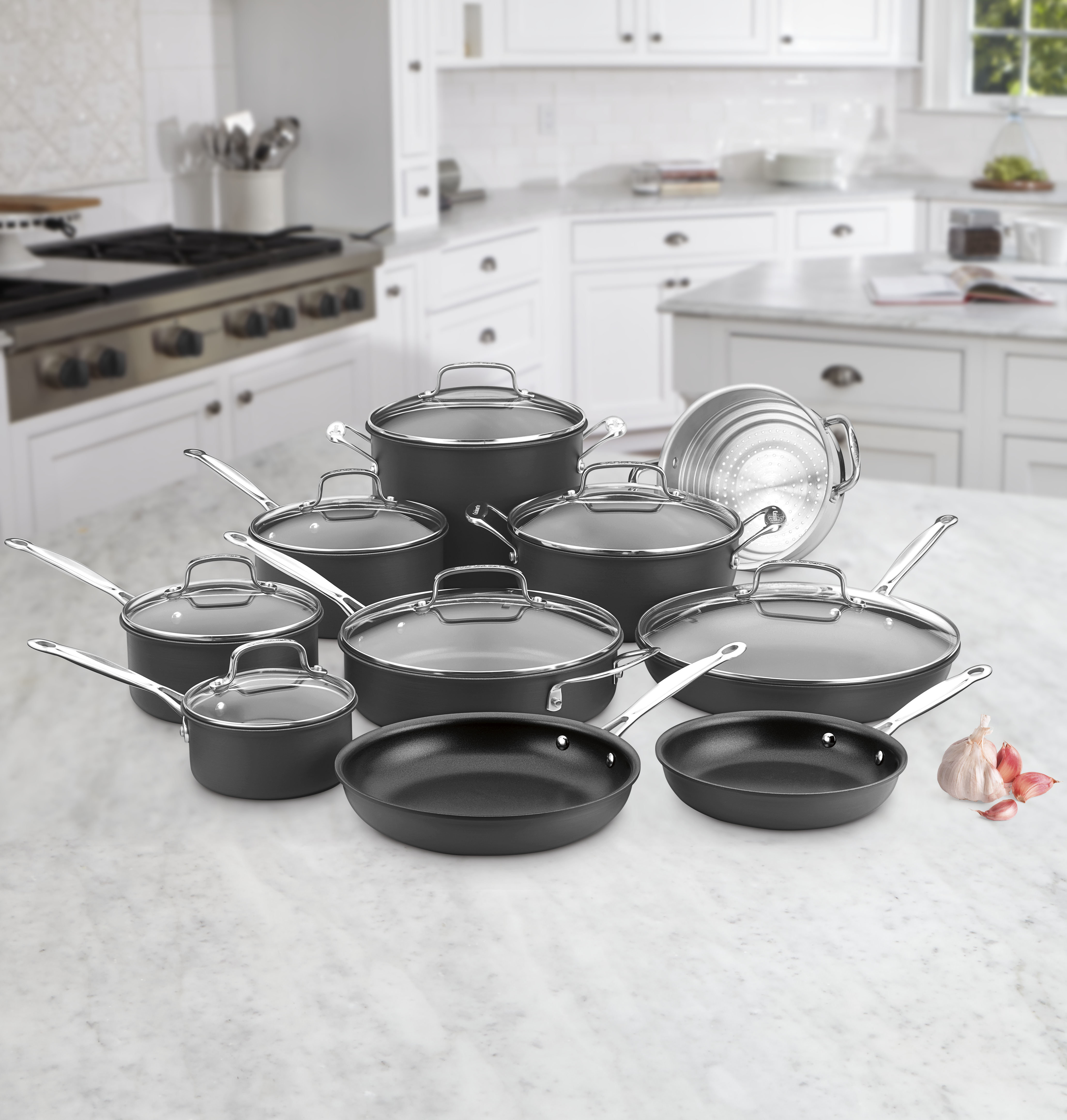 Cuisinart Chef's Classic 17 Piece Non Stick Hard-Anodized Cookware Set ...