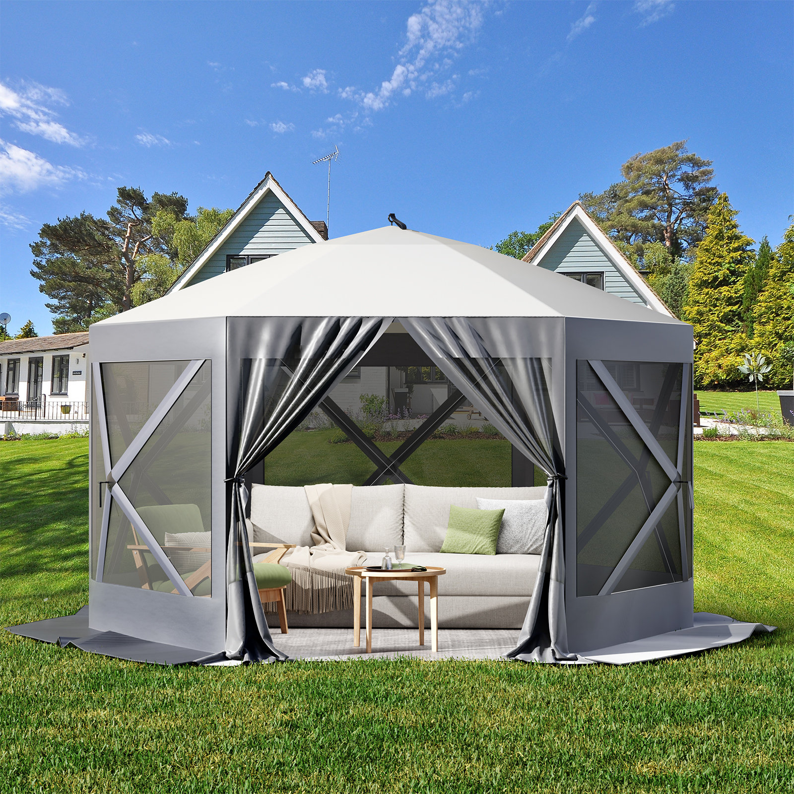 gaomon Gazebo Screen Tent，Pop-Up Camping Canopy Shelter Tent With ...