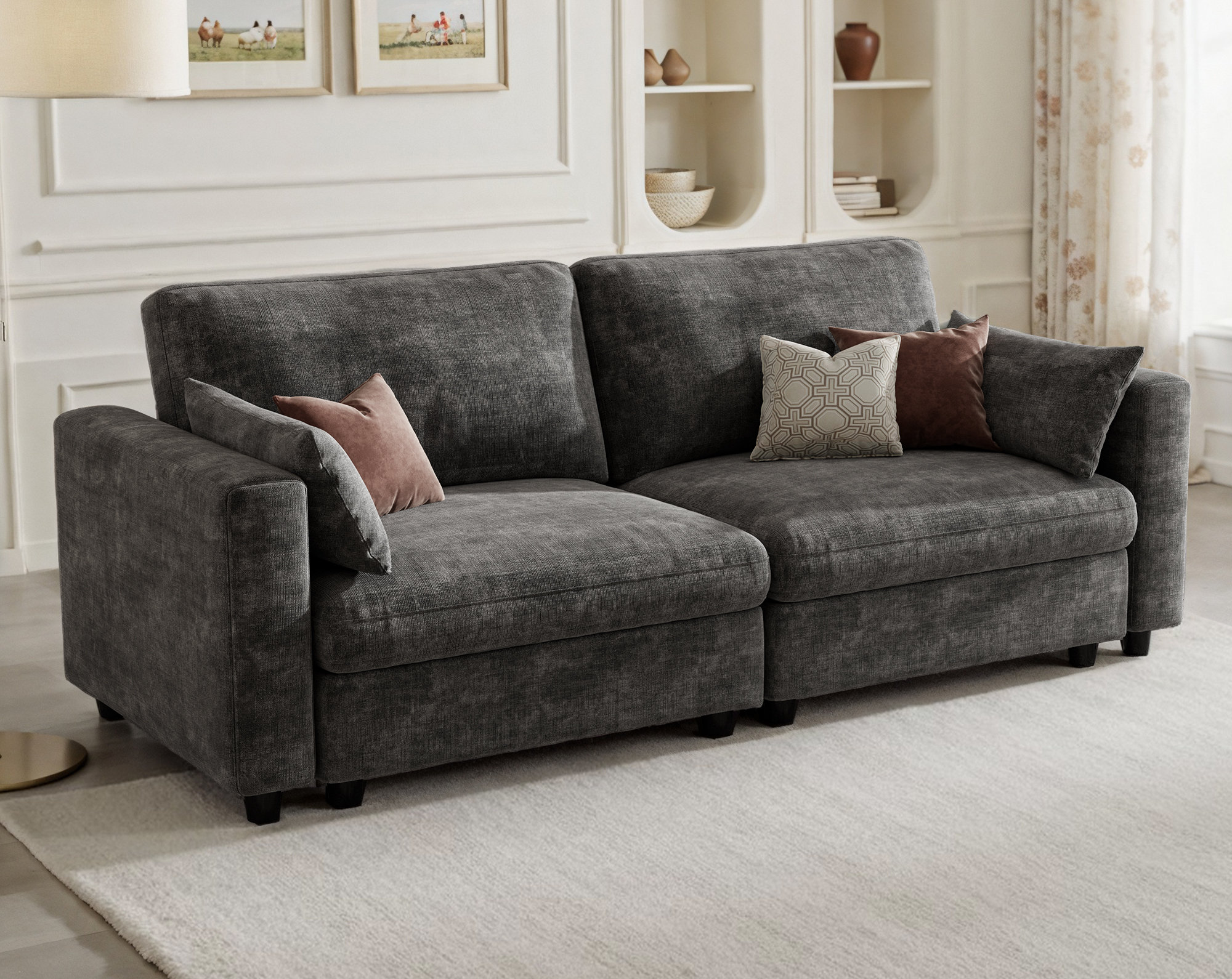 Ebern Designs Modular Sectional Sofa Couches With Comfy Cushion, 2 ...