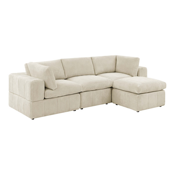 Wade Logan® Atianna 4 - Piece Corduroy Sectional & Reviews | Wayfair