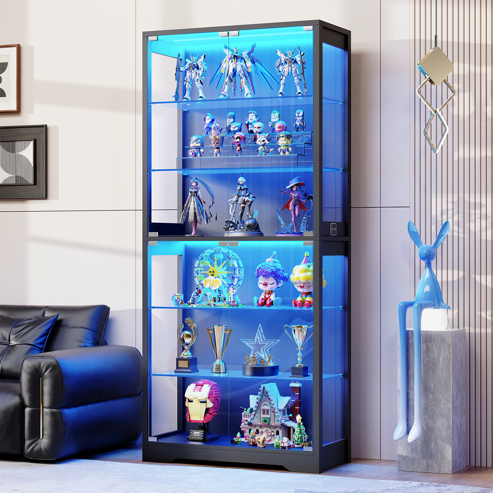 Wrought Studio™ Display Cabinet With Glass Door, Curio Cabinet With 3 ...