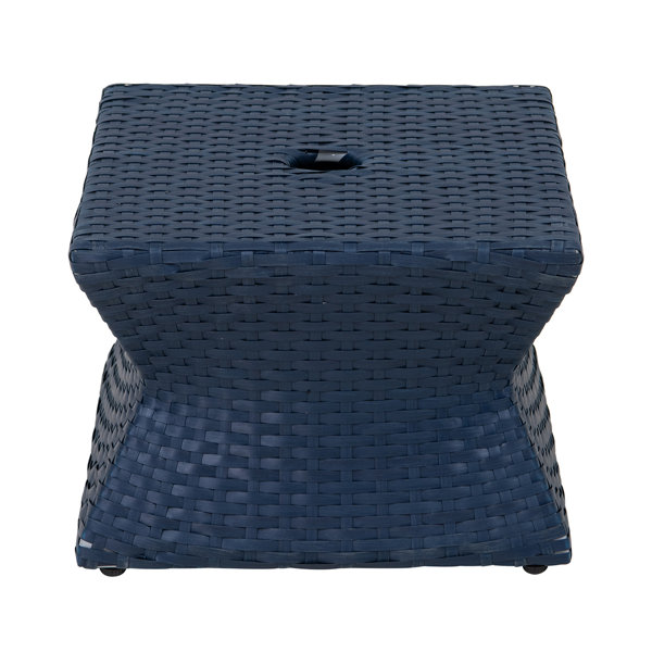 Sunjoy Outdoor Side Table with Umbrella Hole, Poolside 16 Inch Rattan ...