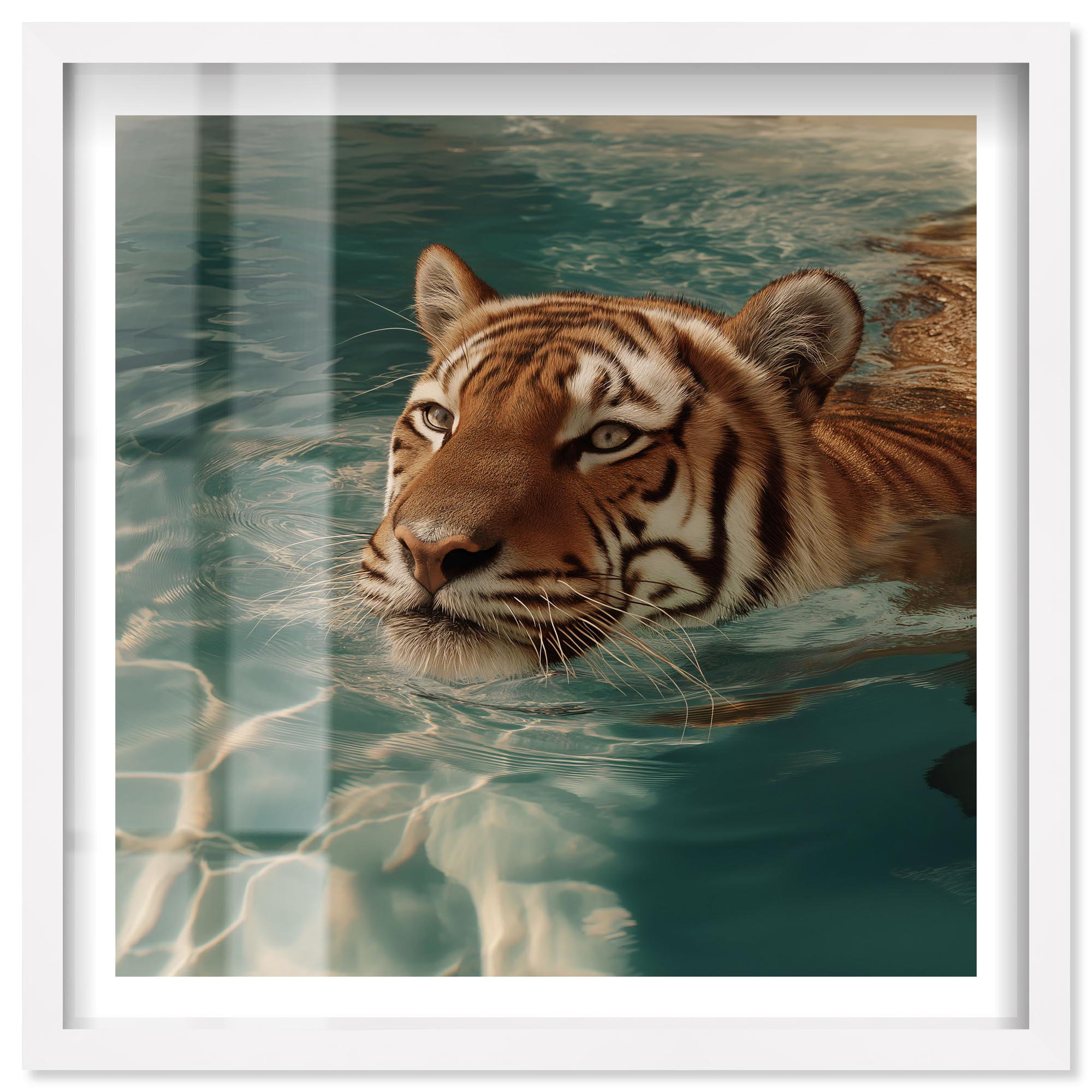 The Holiday Aisle® Aqua Tiger II Shadowbox Print Tiger Wall Decor by ...