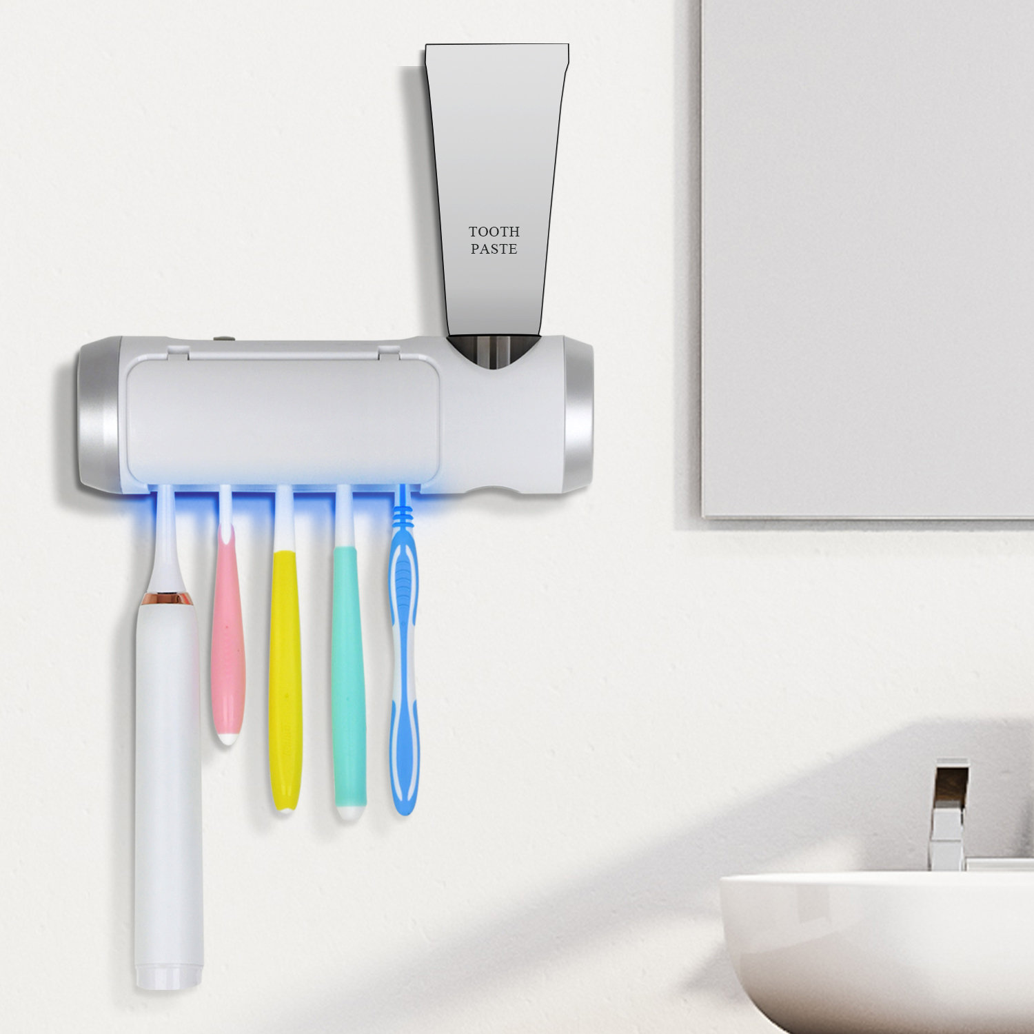 Rebrilliant Toothbrush Holder 5 Slots With Cover, Wall Mounted ...