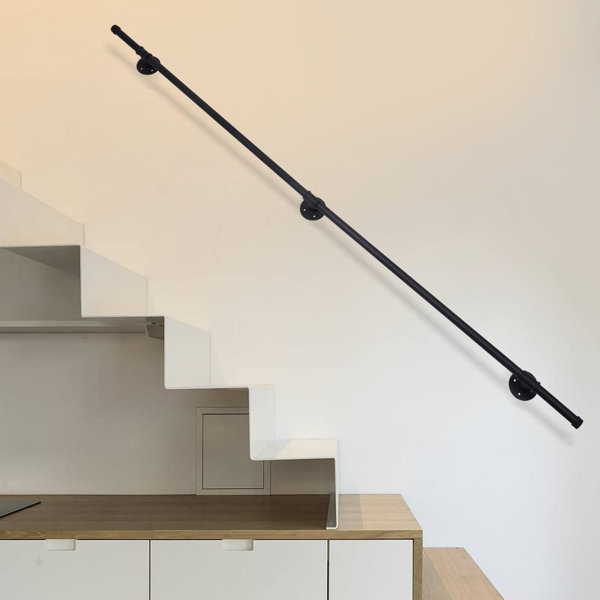 FRONG 73" Wall Support Industrial Loft Pipe Handrail For Stairs ...