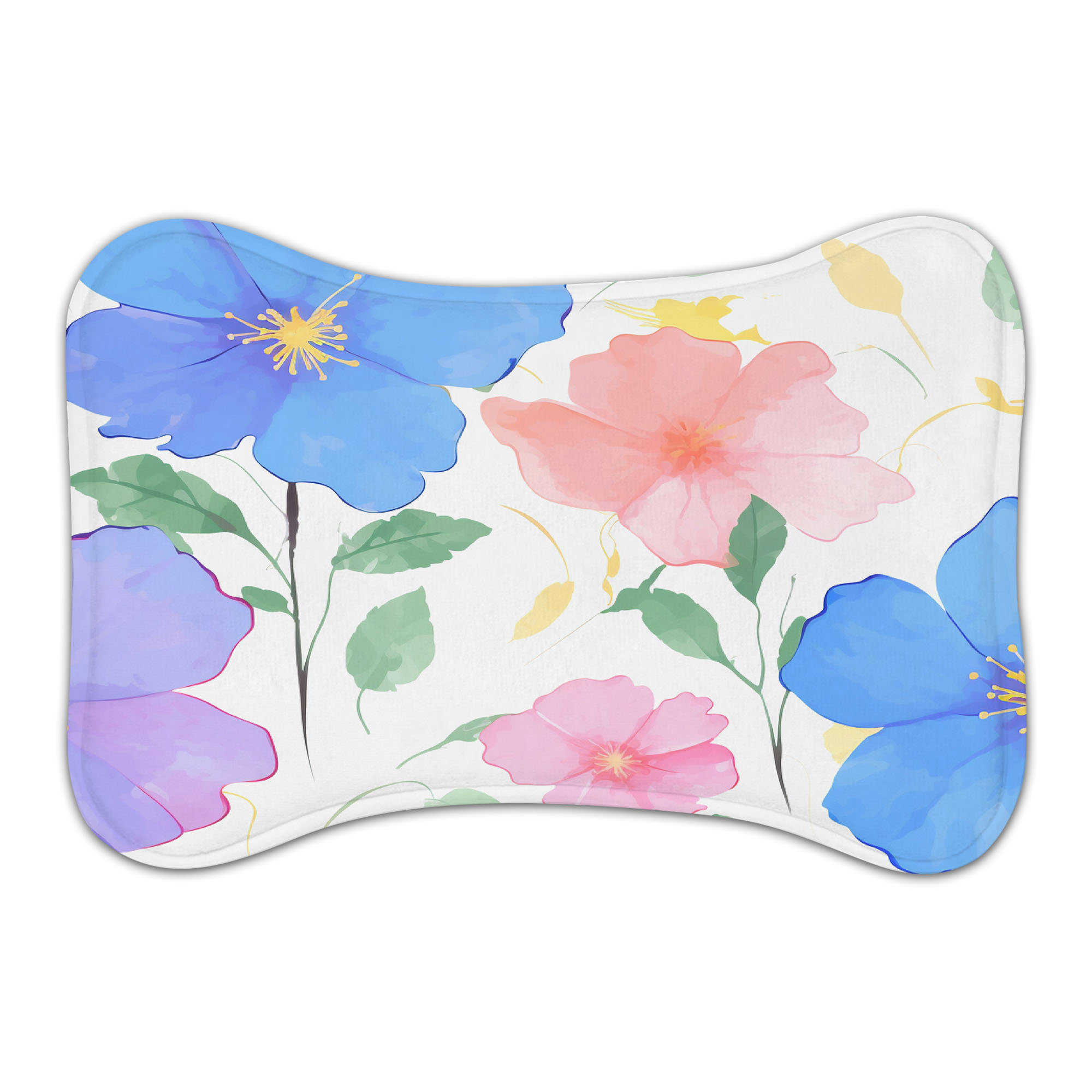 MentionedYou Blue Wildflowers - 1 Piece Bone Shape Feeding Mat ...