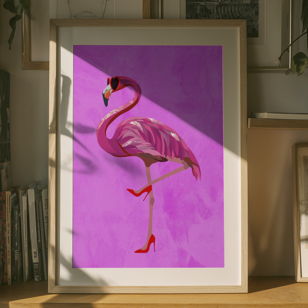 Happy Larry Flamingo in heels and heart glasses pink | Wayfair.co.uk