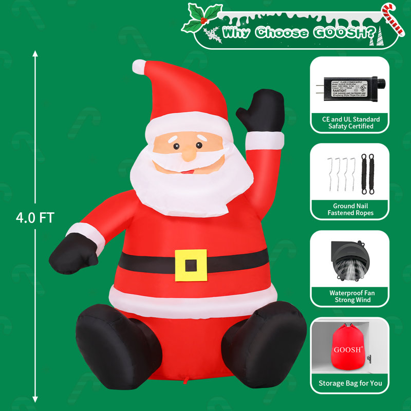 The Holiday Aisle® Christmas Inflatables 4 FT Tall Inflatable Christmas ...
