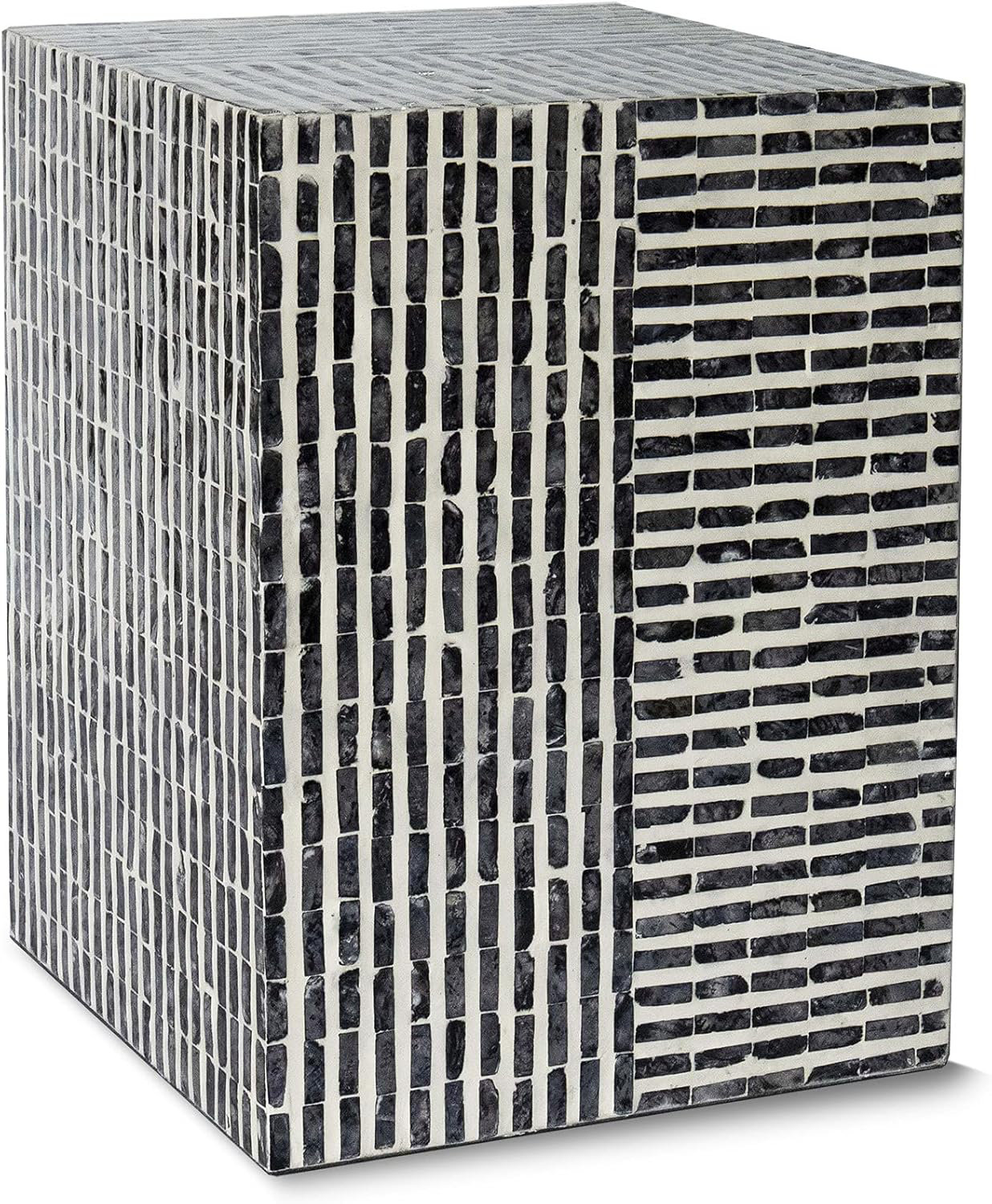 Orren Ellis Handcrafted Capiz Shell Mosaic Drum End Table - Modern Boho ...