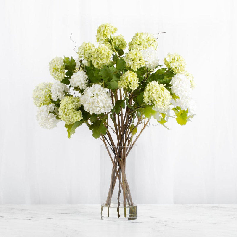 Vivian Rose Tall Hydrangea Floral Arrangement in Vase | Perigold