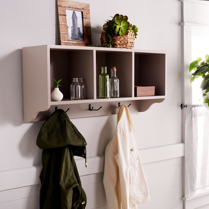 Latitude Run® Alice Wall Shelf & 3 Hook Wall Coat Rack & Reviews | Wayfair