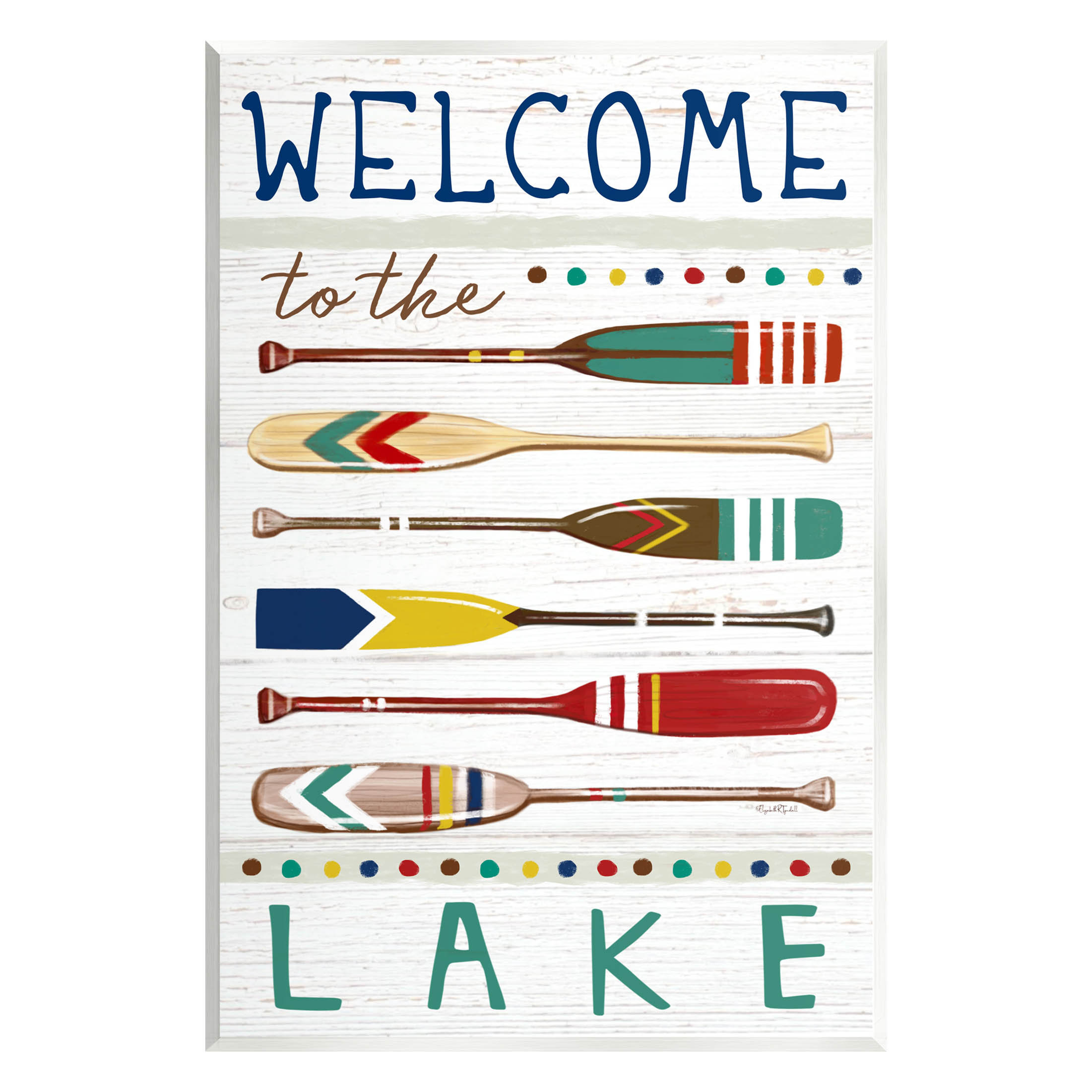 Stupell Industries Lake Welcome Sign Striped Oars Wall Plaque Art By ...