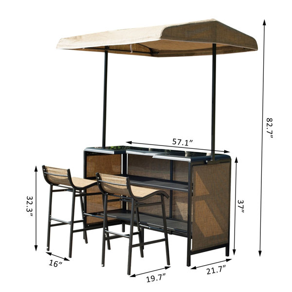 Bayou Breeze Keim Metal Bar Set with Stools & Reviews | Wayfair