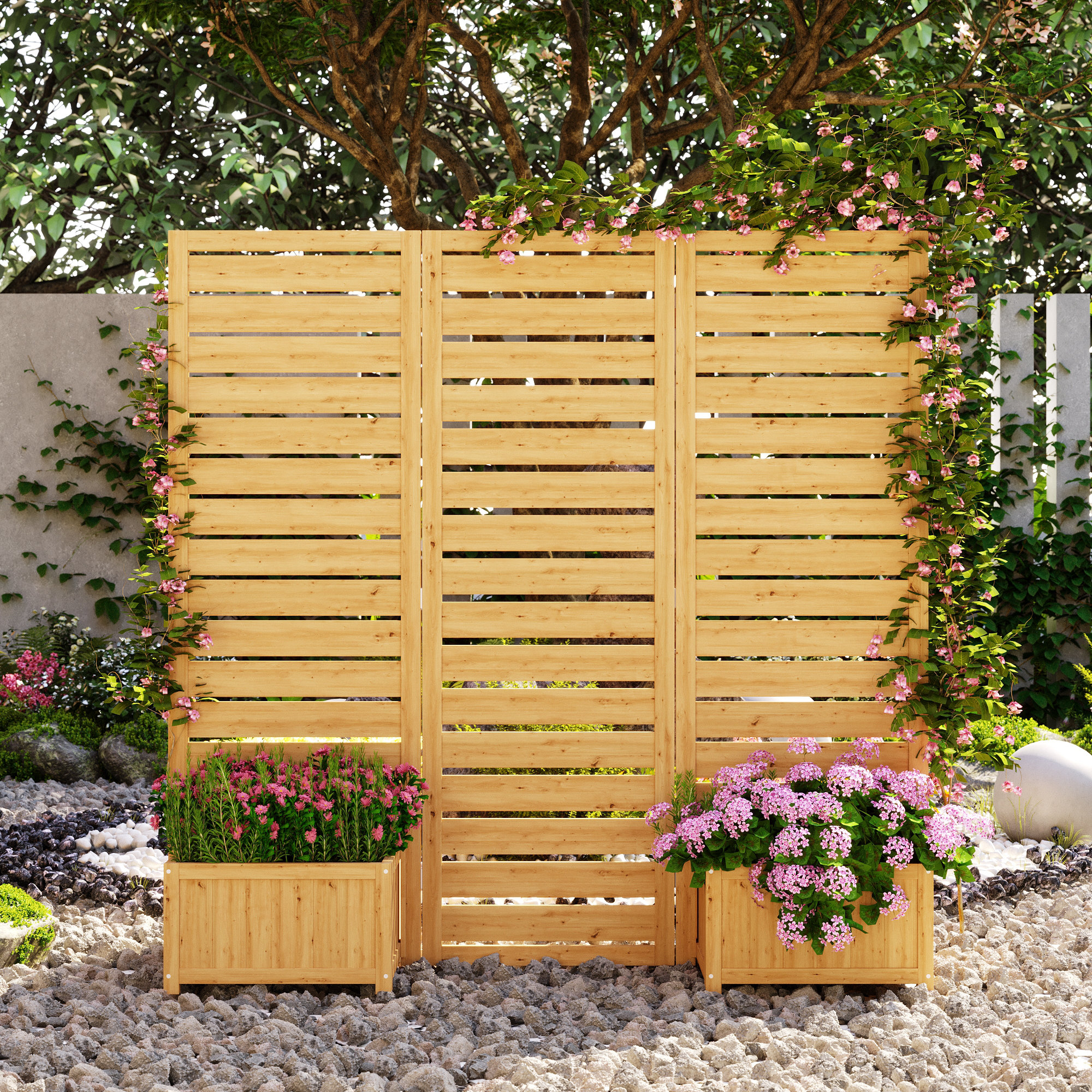 Arlmont & Co. Decorative Outdoor Privacy Screen, Freestanding Divider ...