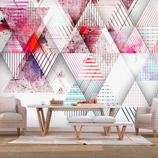 Brayden Studio® Abstract Wallpaper Wall Mural - Triangular World ...