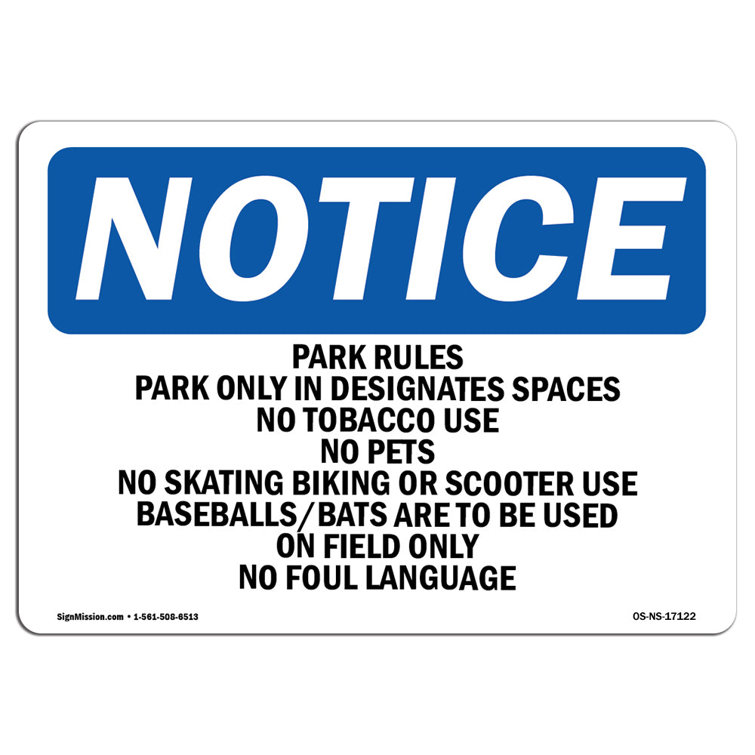 SignMission Park Rules Park Only in Designated Spaces Sign | Wayfair