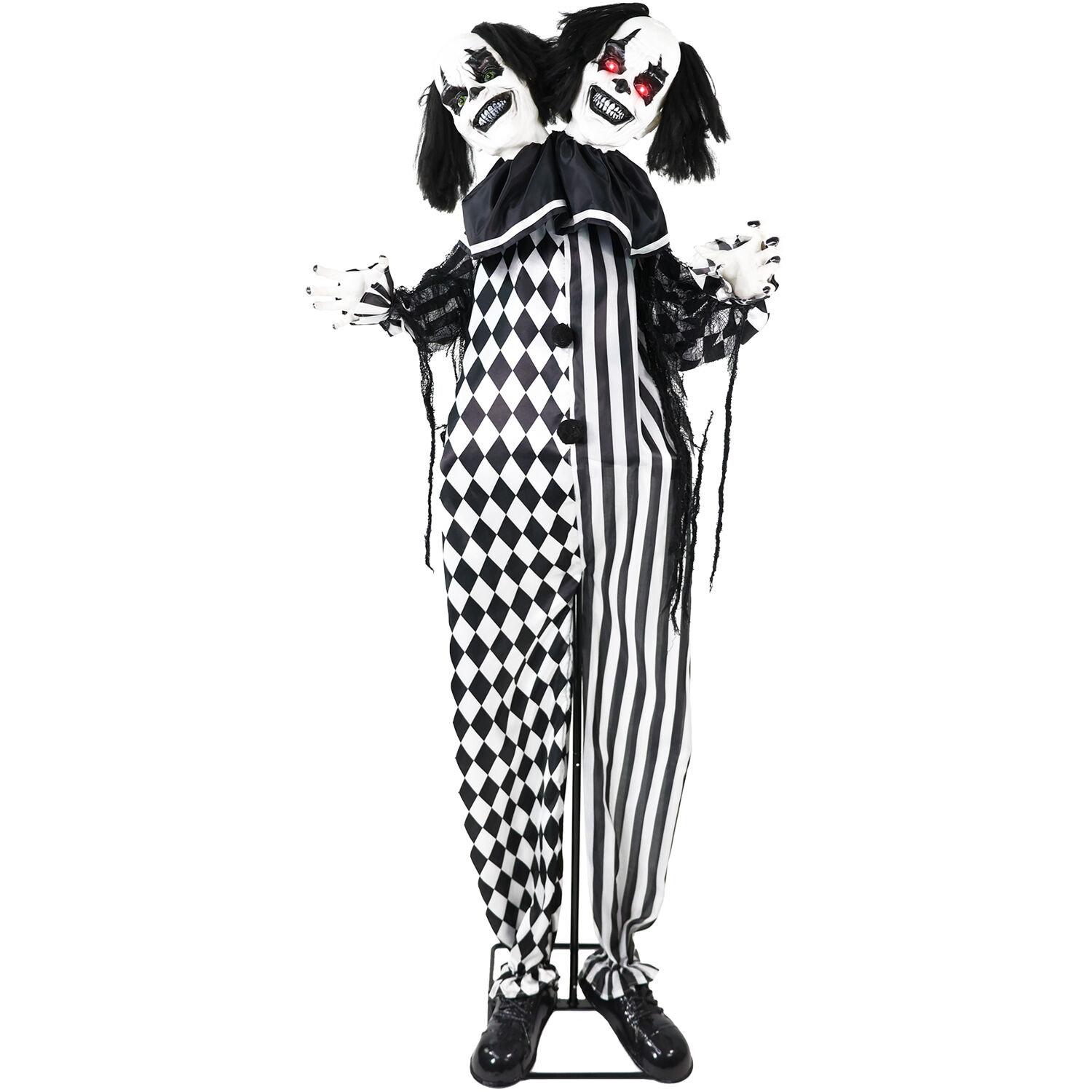 Haunted Hill Farm Lifesize Animatronic Two-Headed Clown with Lights and ...