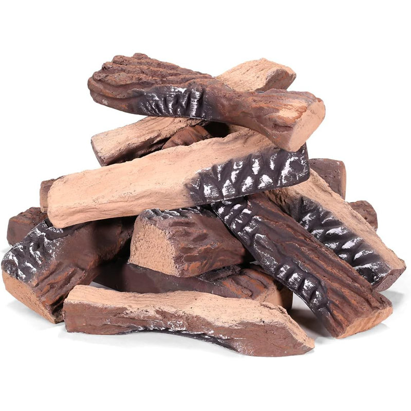 G & R PLUMBING ENTERPRISES, INC. 10-Piece Fireplace Logs Ceramic Logs ...