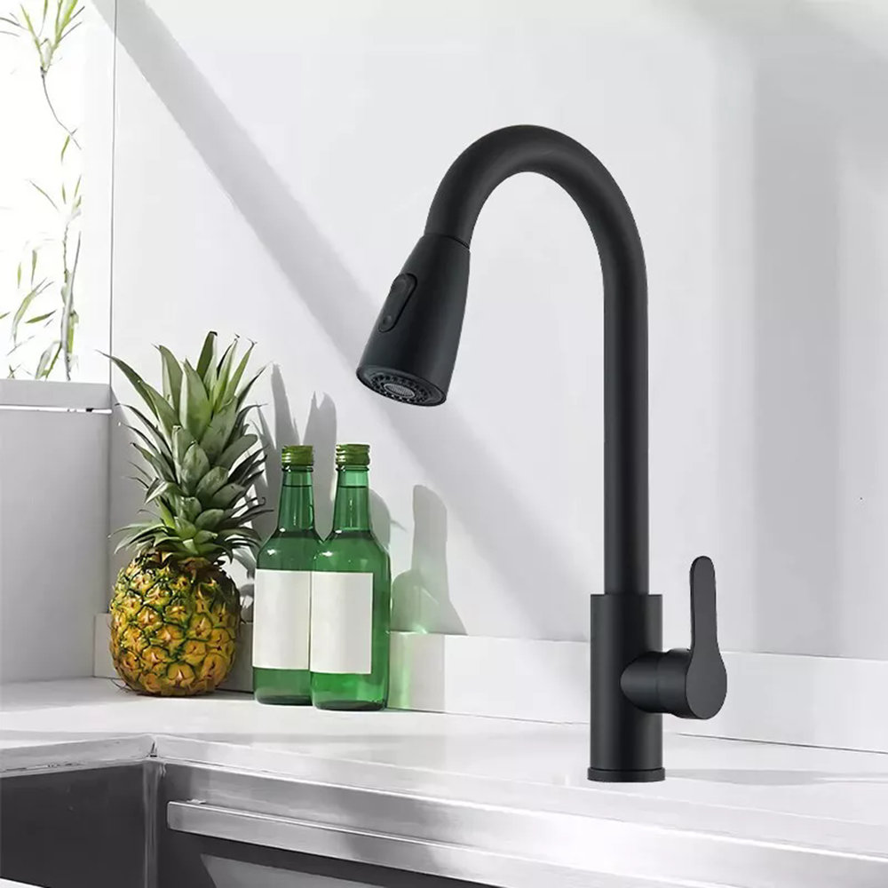 Belfry Kitchen Kitchen Sink Faucet 1 Hole Single Handle 360° Swirl Pull ...