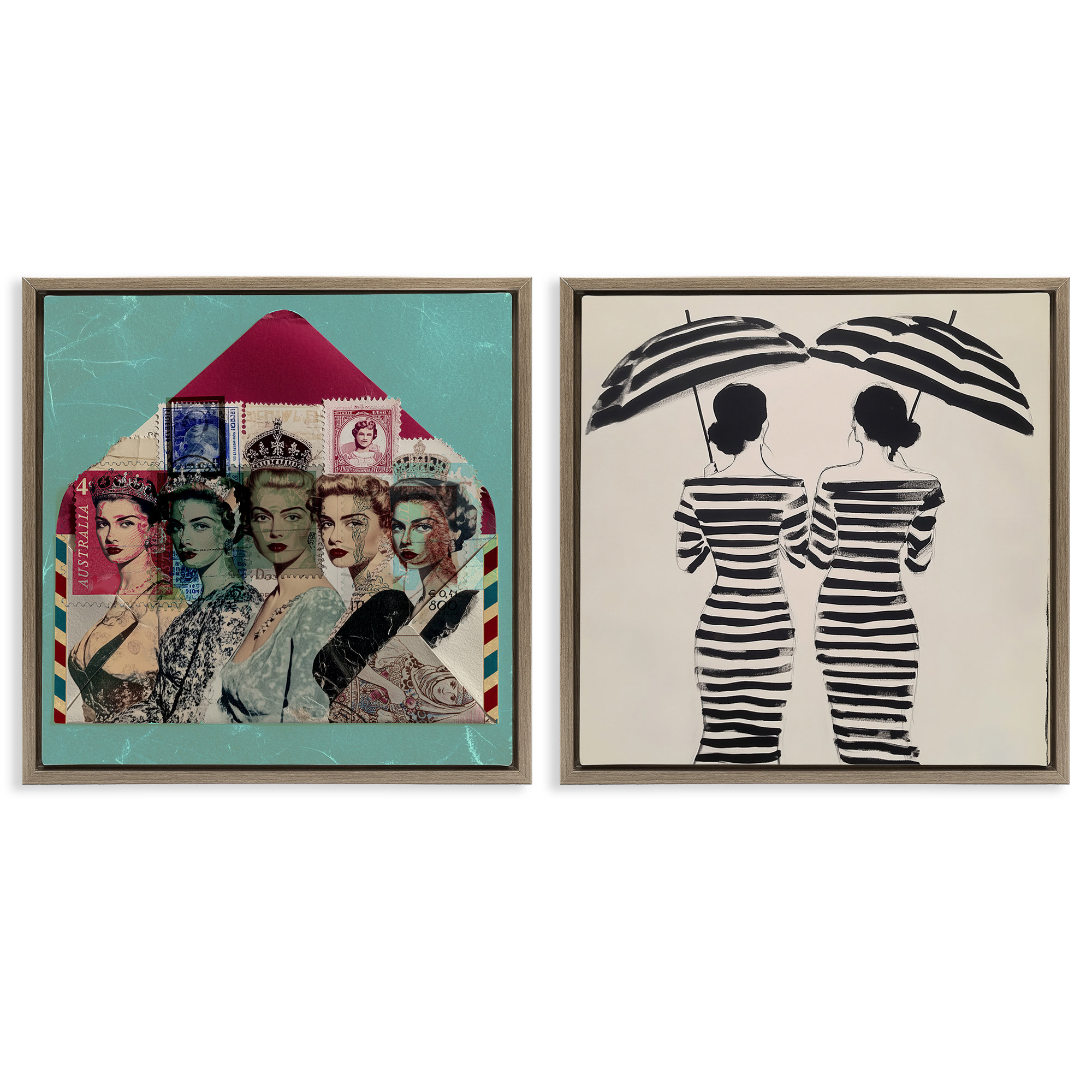 Latitude Run® Postal Glam & Fashionistas 2pc Floating Frame Set, design ...