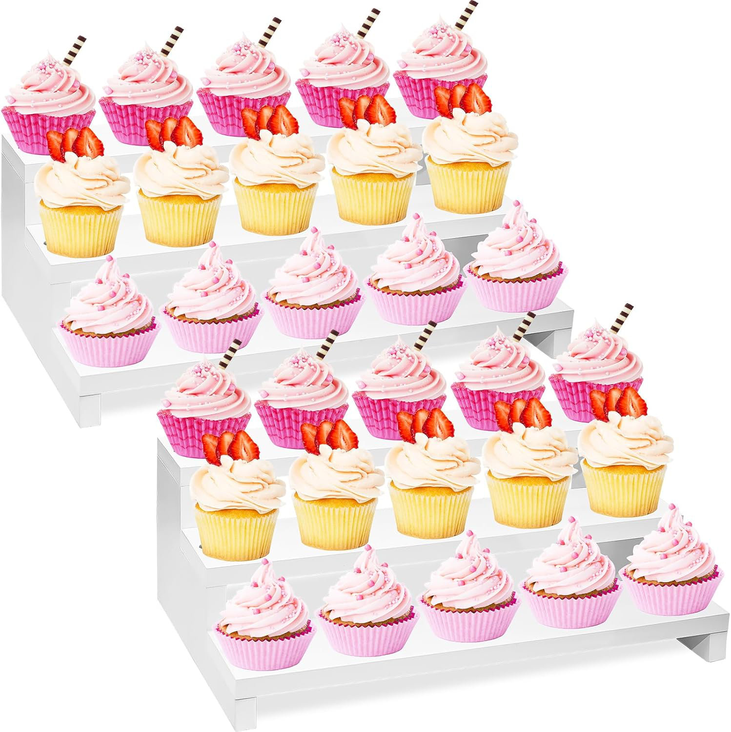 Hokku Designs 2Pcs Cupcake Stand Cake Pop Stand Holder, 3 Tier Wood Cup ...