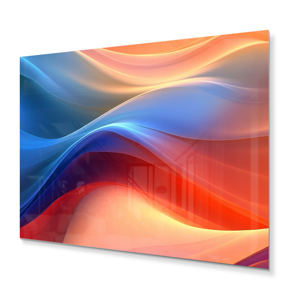 Ivy Bronx Orange Blue Fractal Fluidity II - Fractals Metal Wall Decor ...