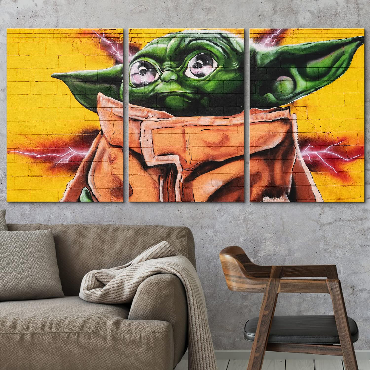 IDEA4WALL Spray Paint Alien Baby Yoda Grogu Graffiti & Street Art Comic ...