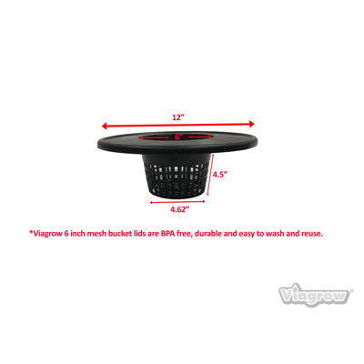 Viagrow Hydroponic Bucket Lids, for 5 and 3.5 Gallon, 6 in. Bucket Net ...